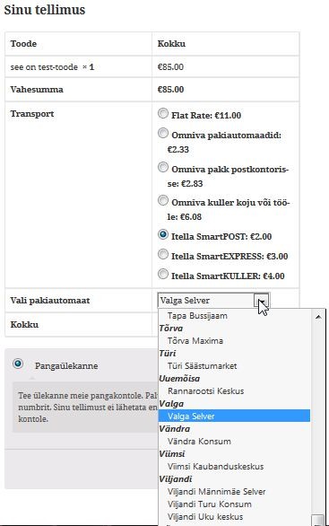 E-Abi.ee - pangalingi moodulid -Itella (Smartpost, SmartEXPRESS ...